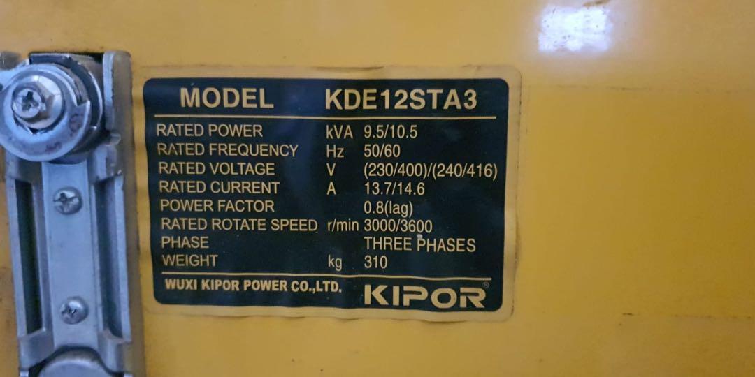KIPOR KDE 12STA3 Disel Generator, Everything Else on Carousell