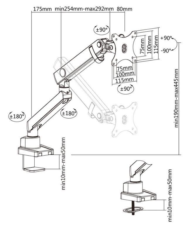 Monitor arm 35" (8kg)! ARC STEALTH CLONE!, Electronics, Computer Parts ...