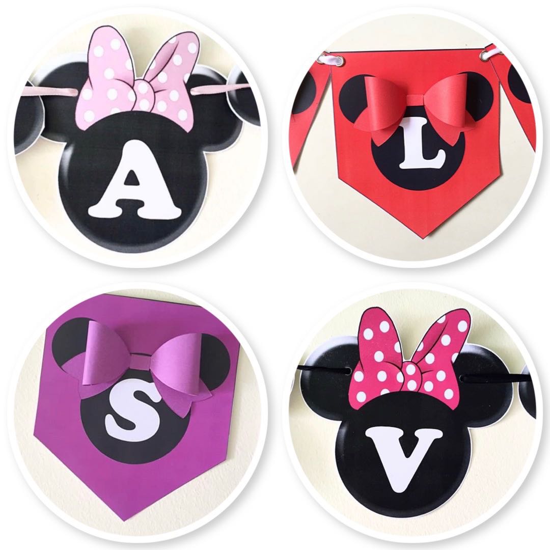 Mickey and Minnie Mouse handmade customised banner, Hobbies & Toys ...