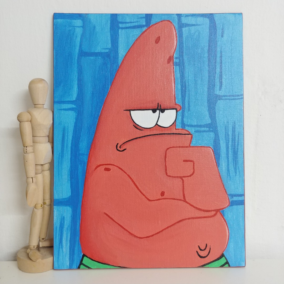 "Patrick Thinking" Spongebob Acrylic Painting (Made-to-order), Hobbies ...