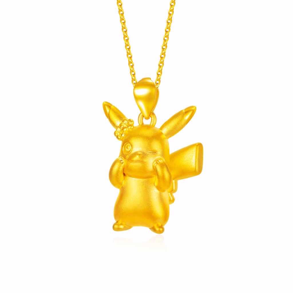POKÉMON WINKING PIKACHU 999 PURE GOLD PENDANT, Women's Fashion, Jewelry ...