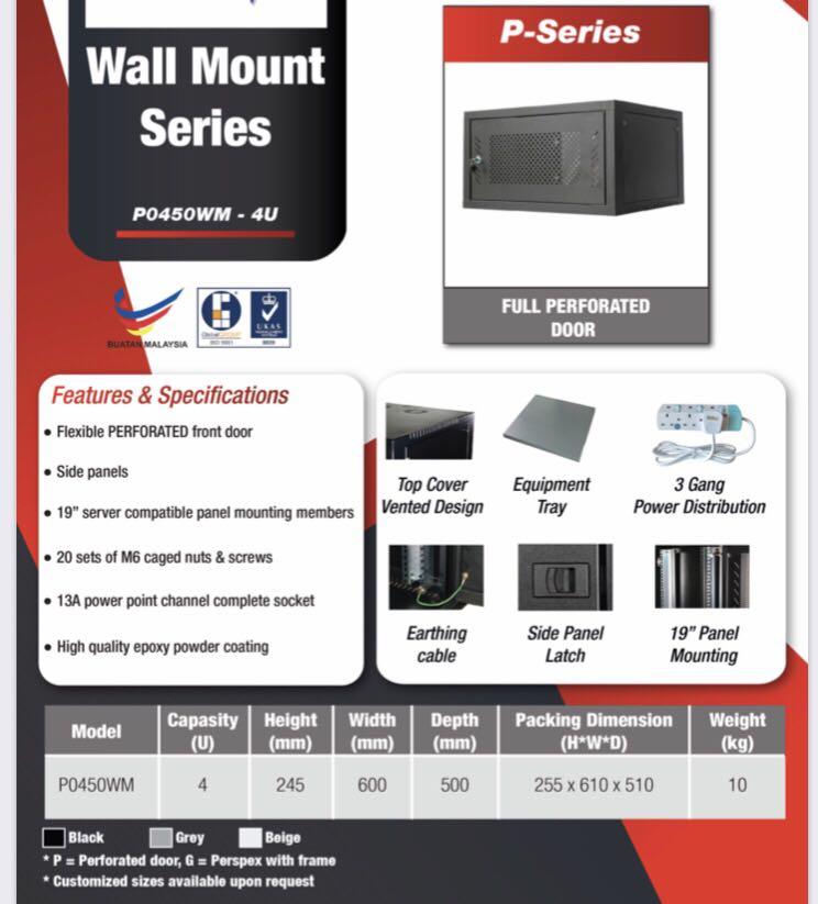 Sever rack 4U / wall mount/ Malaysia origin , Computers & Tech, Office ...