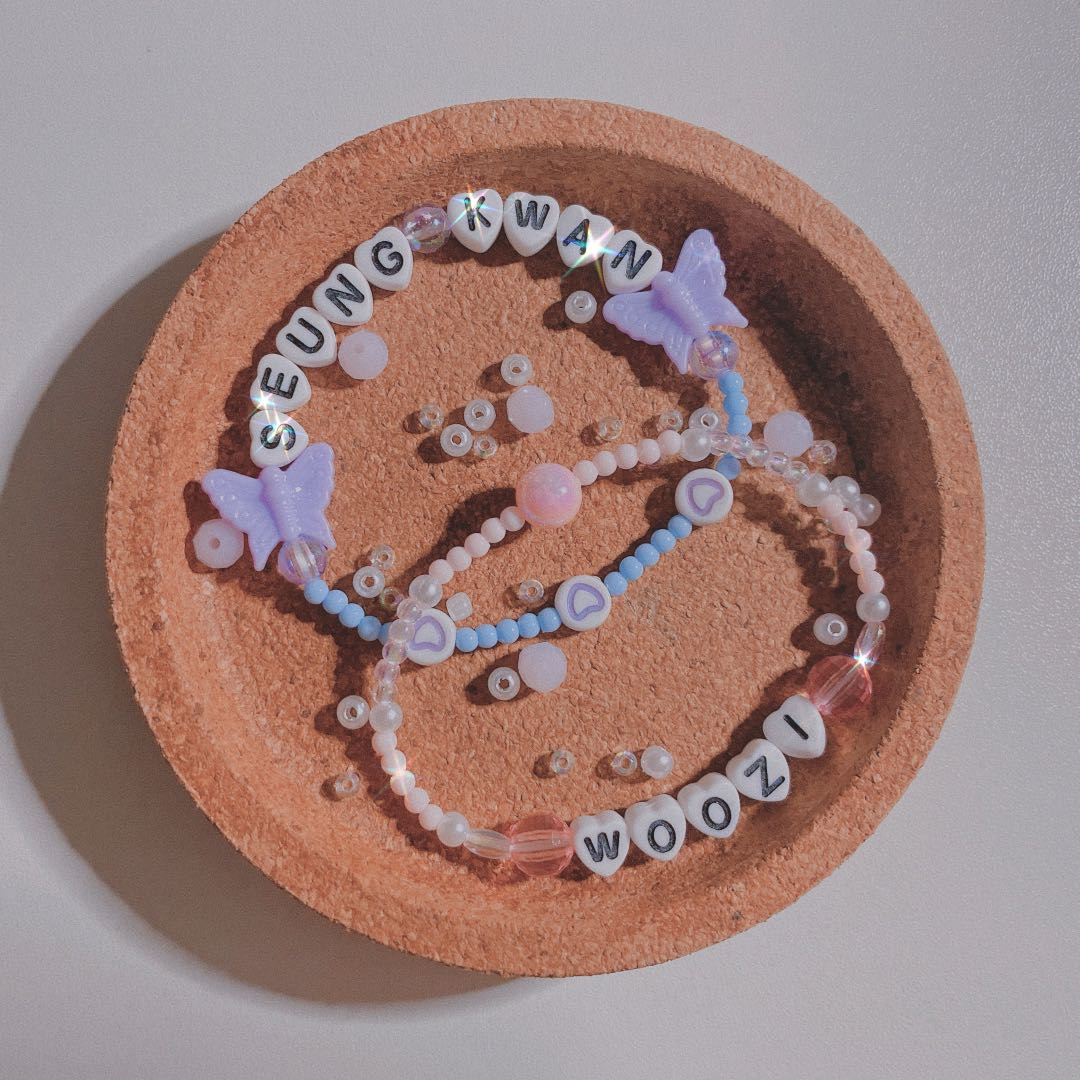 customisable bead bracelets and keychain woozi seungkwan bts the boyz ...