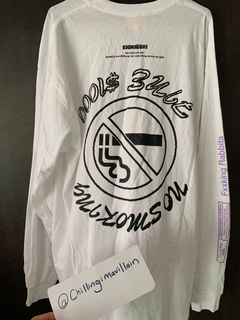 FR2 x Surrender Fxxking Rabbits No Smoking White Inverted Flip Tee Shirt Longsleeve Fxxing ...