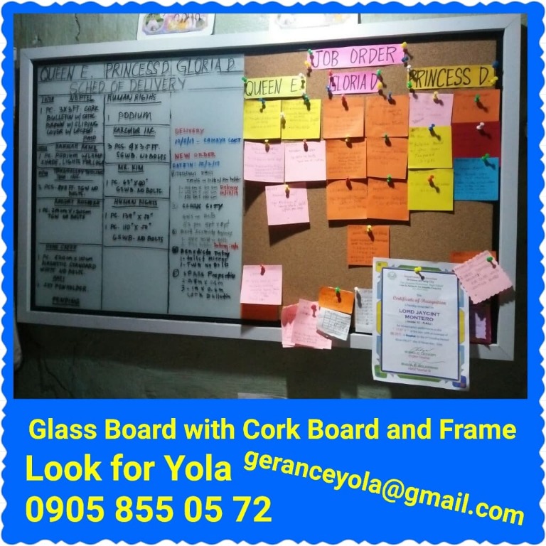 GlassBoard with CorkBoard and Frame GlassBoard CorkBulletinBoard ...