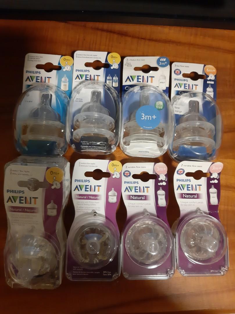 Philips Avent Bottle Teats 0m+ (Size 1), 1m+ (Size 2), 3m+ (Size 3) for ...