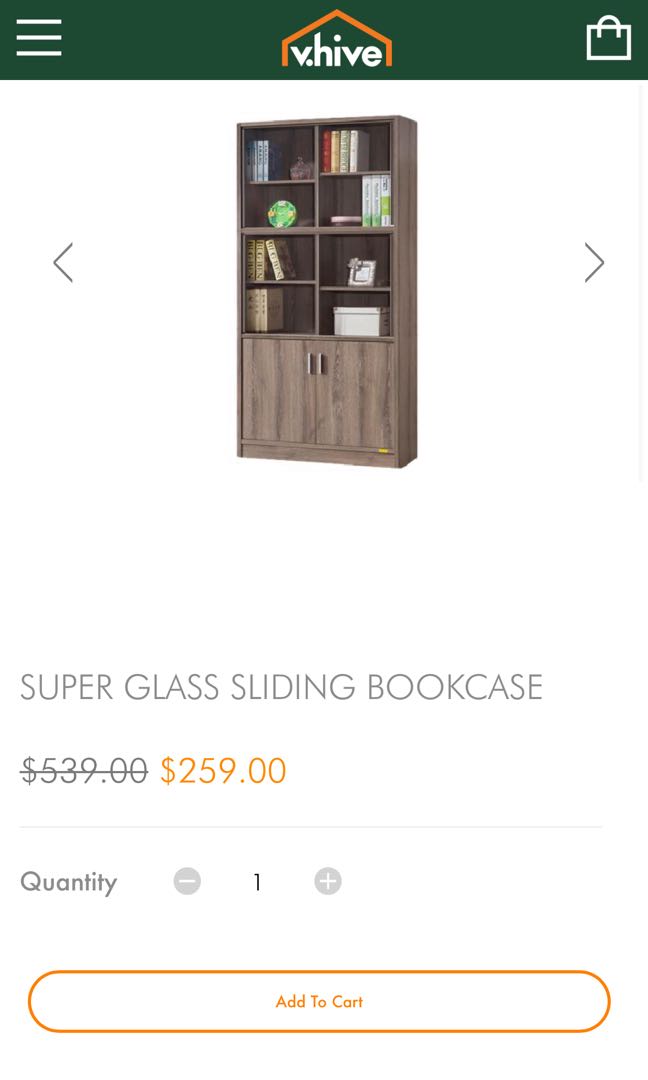 V.hive - glass sliding bookcase, Furniture & Home Living, Furniture ...