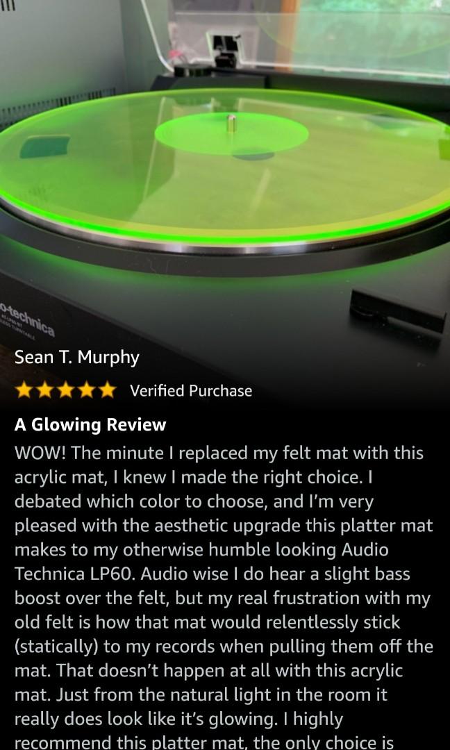 NEW STOCK 2022! GREENLIT CLEAR ACRYLIC TURNTABLE SLIPMAT. NEW SEALED ...