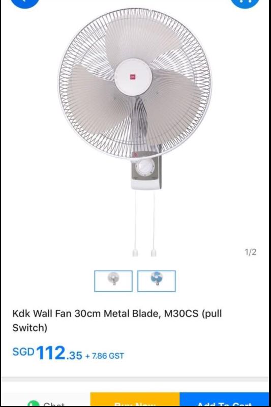 KDK wall fan M30CS, Furniture & Home Living, Lighting & Fans, Fans on ...