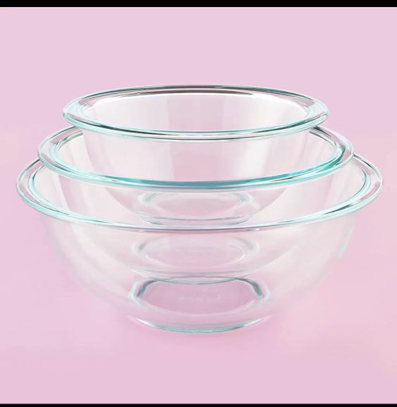 Pyrex prepware 3-piece Mixing bowl, clear, Furniture & Home Living ...