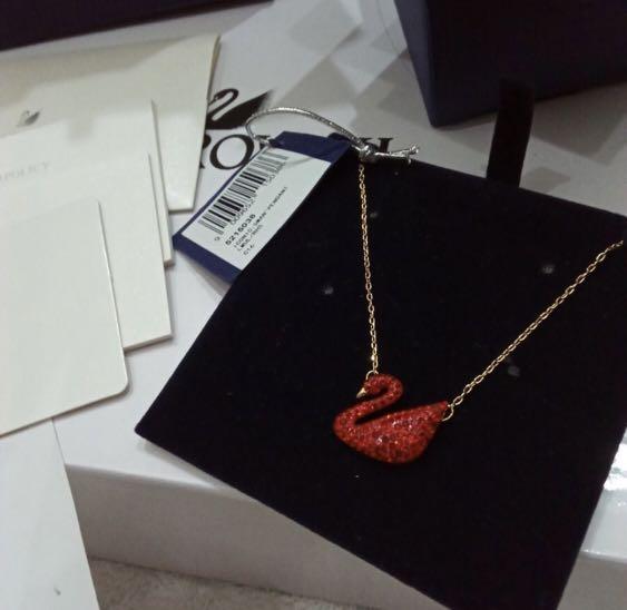 Swarovski Iconic Swan Pendant, Swan, Red, Gold-tone Plated Swarovski ...