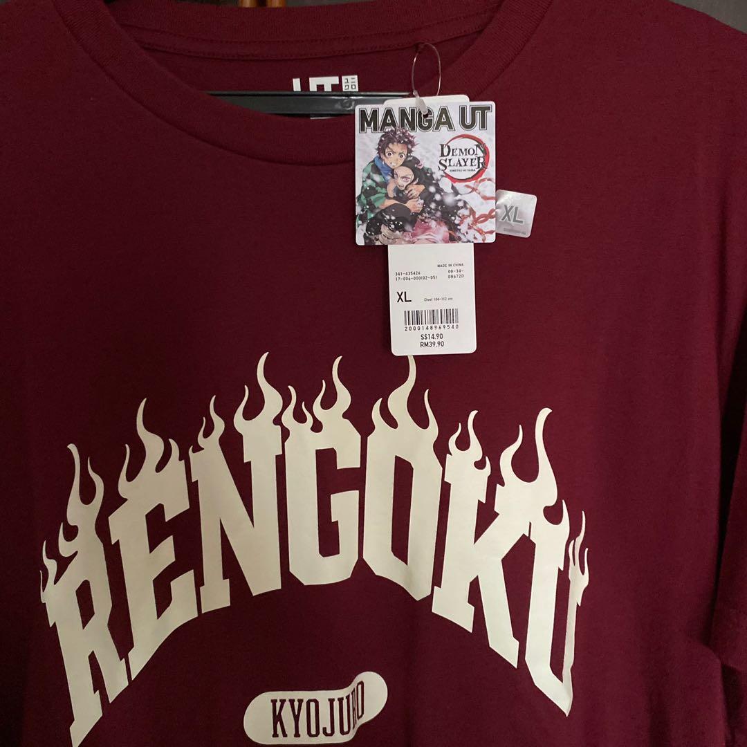 Uniqlo Demon Slayer Rengoku XL shirt (Kimetsu No Yaiba), Men's Fashion ...