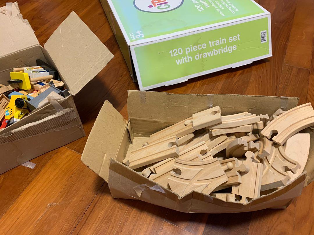 Circo 120 piece wooden train set with drawbridge, Hobbies & Toys, Toys ...