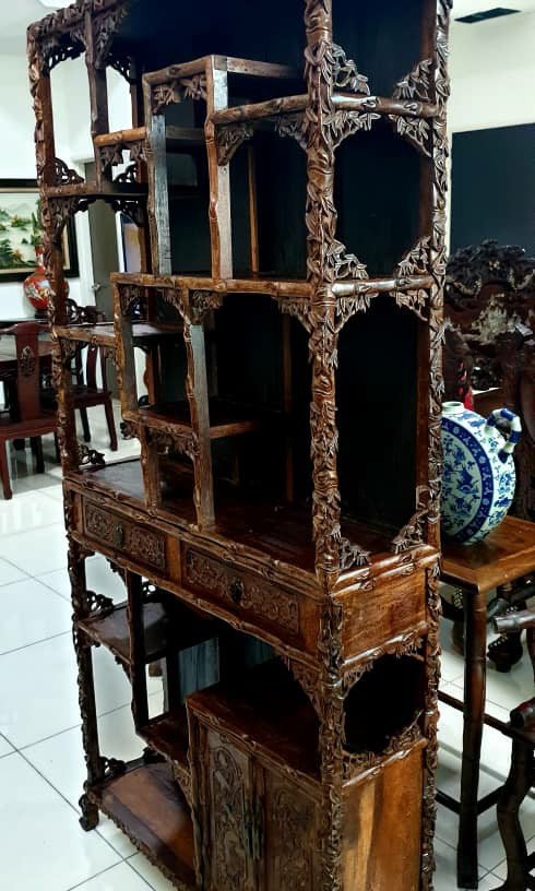 Chinese amazing antique shelves rack display cabinet, Furniture & Home ...