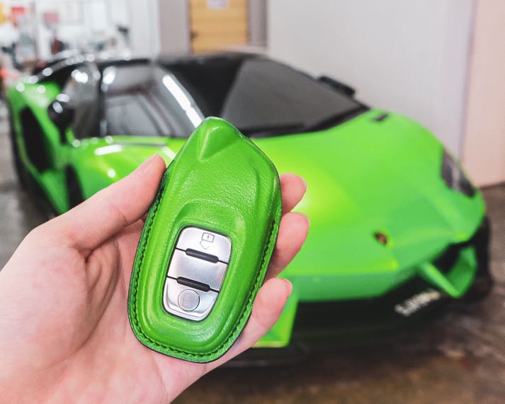 Custom Made Lamborghini Aventador Car Key Fob In Apple Green Chèvre ...
