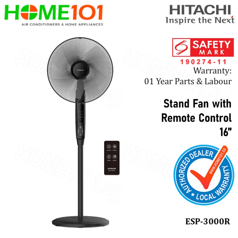 Hitachi Stand Fan with Remote, Furniture & Home Living, Lighting & Fans ...