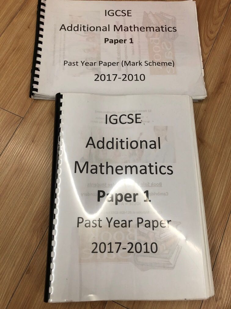 igcse add maths past year paper paper 1 + mark scheme, Hobbies & Toys ...