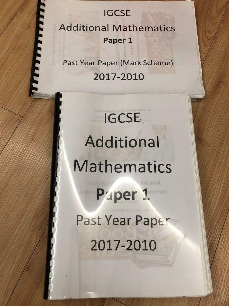 igcse add maths past year paper paper 1 + mark scheme, Hobbies & Toys ...