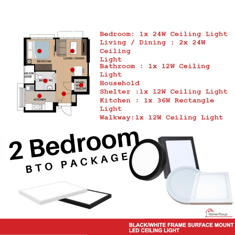 Ceiling Light BTO Package (Free Install!), Furniture & Home Living ...