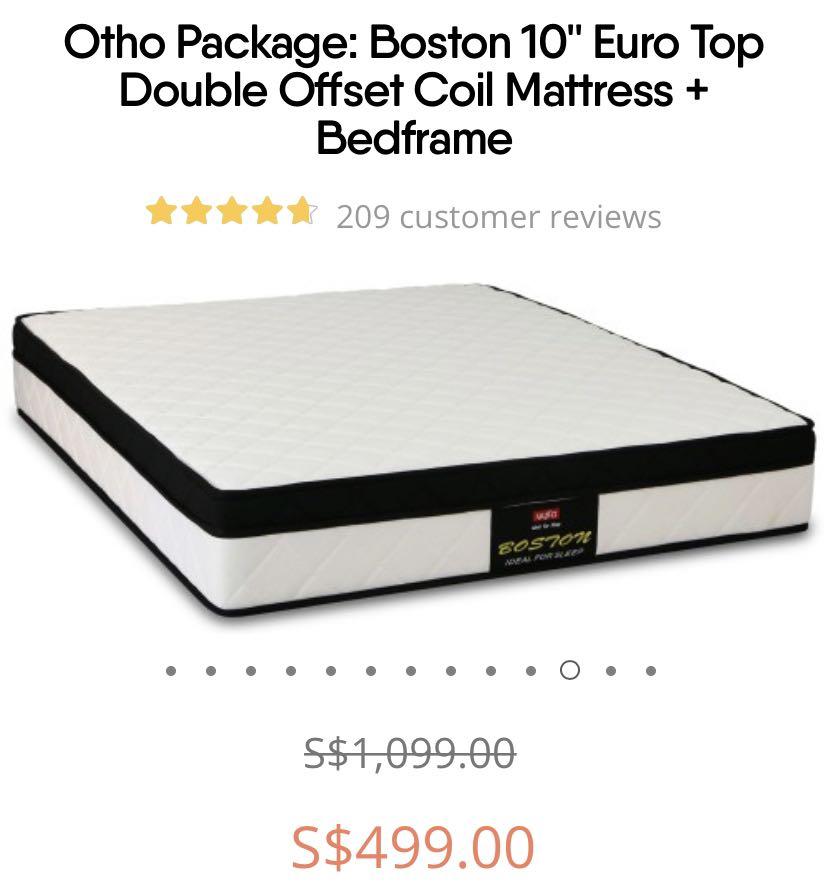 Otho Package: Boston 10'' Euro Top Double Offset Coil Mattress ...