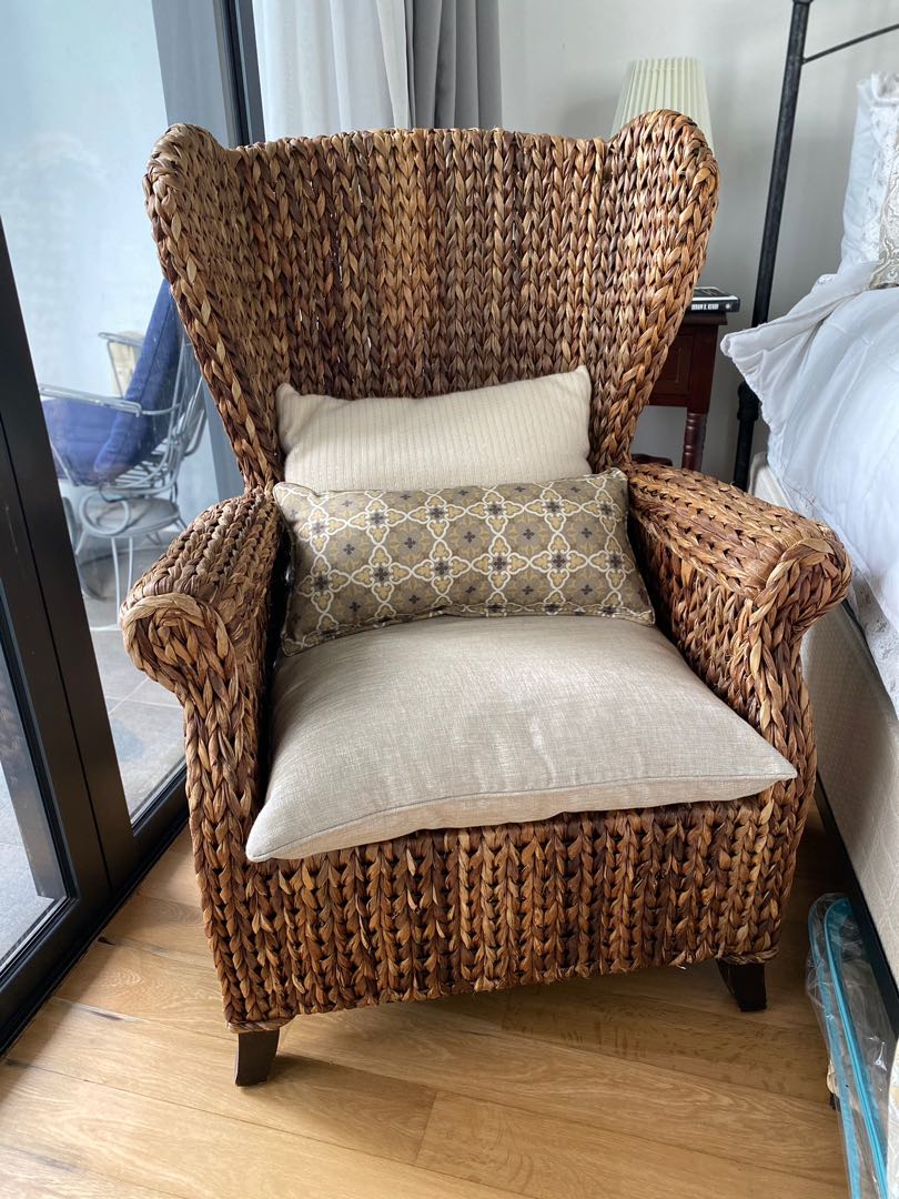 Rattan wingback armchair, Furniture & Home Living, Furniture, Chairs on ...