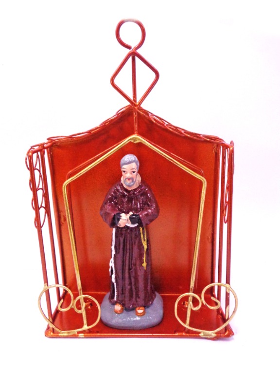 Saint Padre Pio Statue in Tin House [Brown] - The Miraculous St. Pio of ...