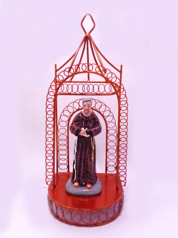 Saint Padre Pio Statue in Tin House {Red} - The Miraculous St. Pio of ...