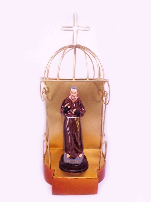 Saint Padre Pio Statue in Tin House {Gold} - The Miraculous St. Pio of ...