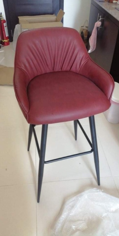 Sumo 2-173 RED Designer Bar Chair, Faux Leather seat with Cushion on ...