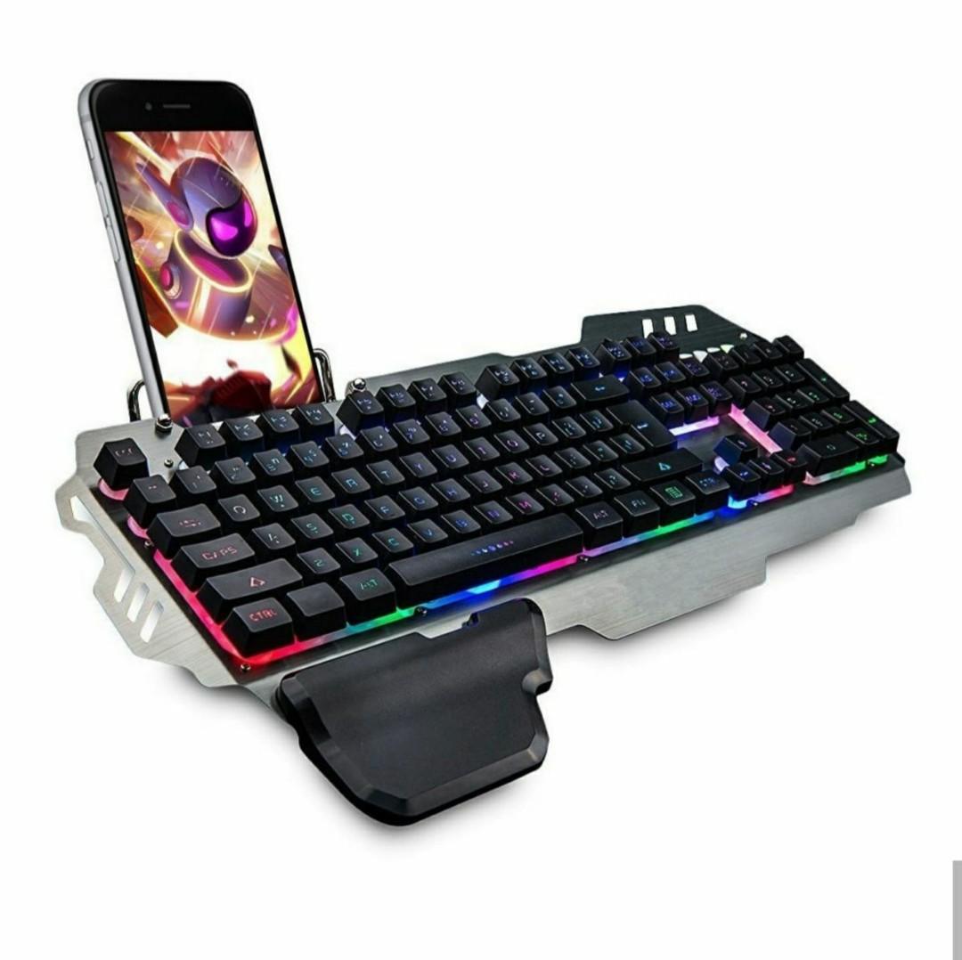 WOLFBLAZE - USB Colour Backlight Gaming Keyboard with Phone Stand ...