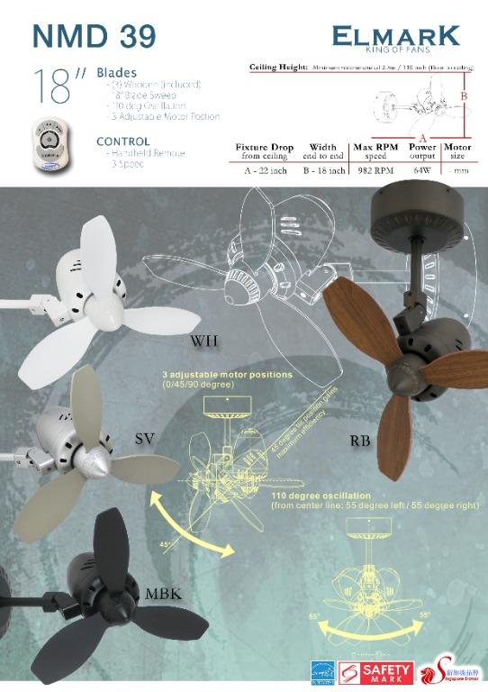 Ceiling Fan Elmark Taiwan Made, Furniture & Home Living, Lighting ...