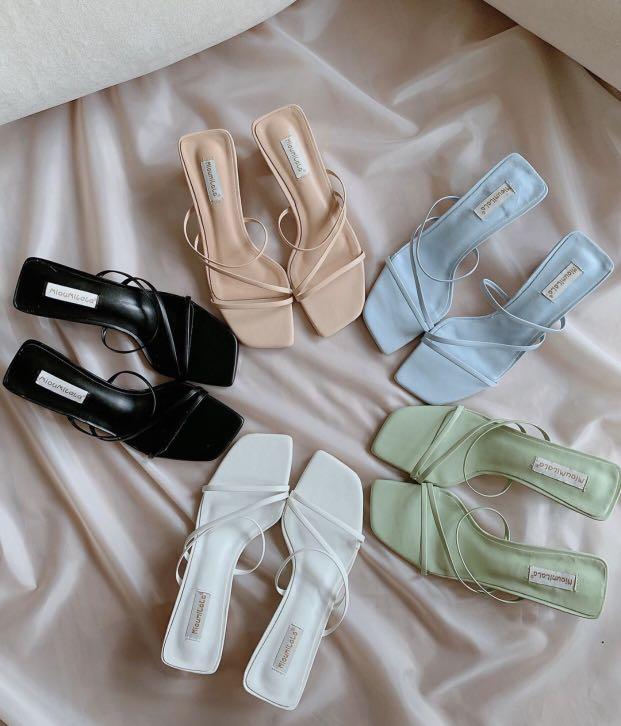 Milk tea strap heels, Women's Fashion, Footwear, Heels on Carousell
