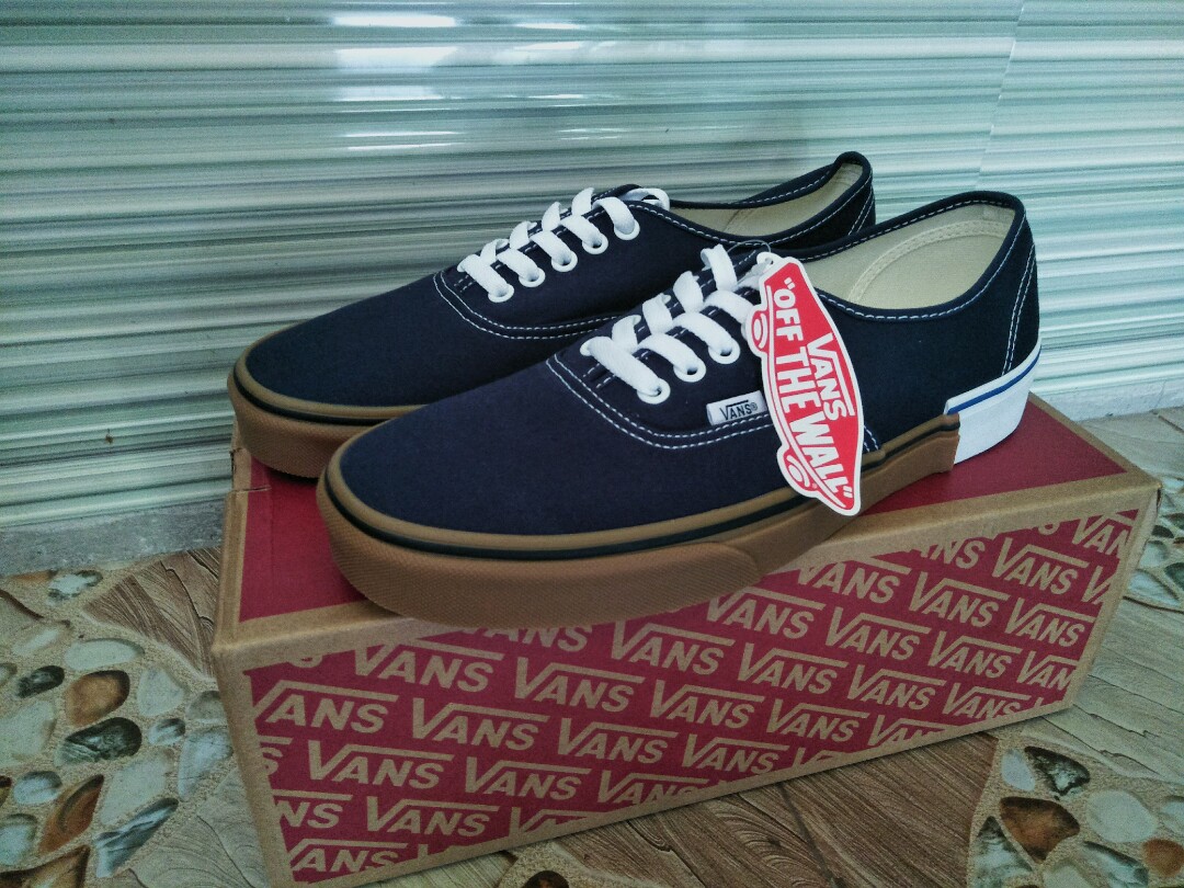 Original Vans Authentic (Gum Block)Dress Blue, Men's Fashion, Footwear ...