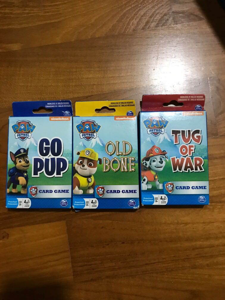 Paw patrol go pup, old bone, tug of war card games, Hobbies & Toys ...