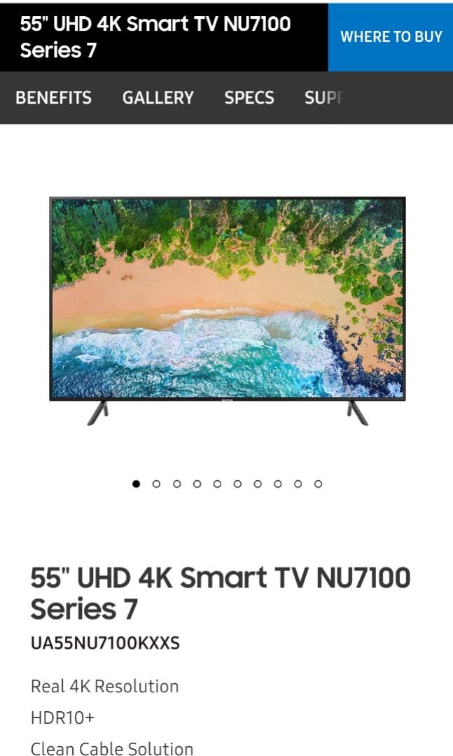 Samsung 55" UHD 4K Smart TV NU 7100 Series 7, TV & Home Appliances, TV ...