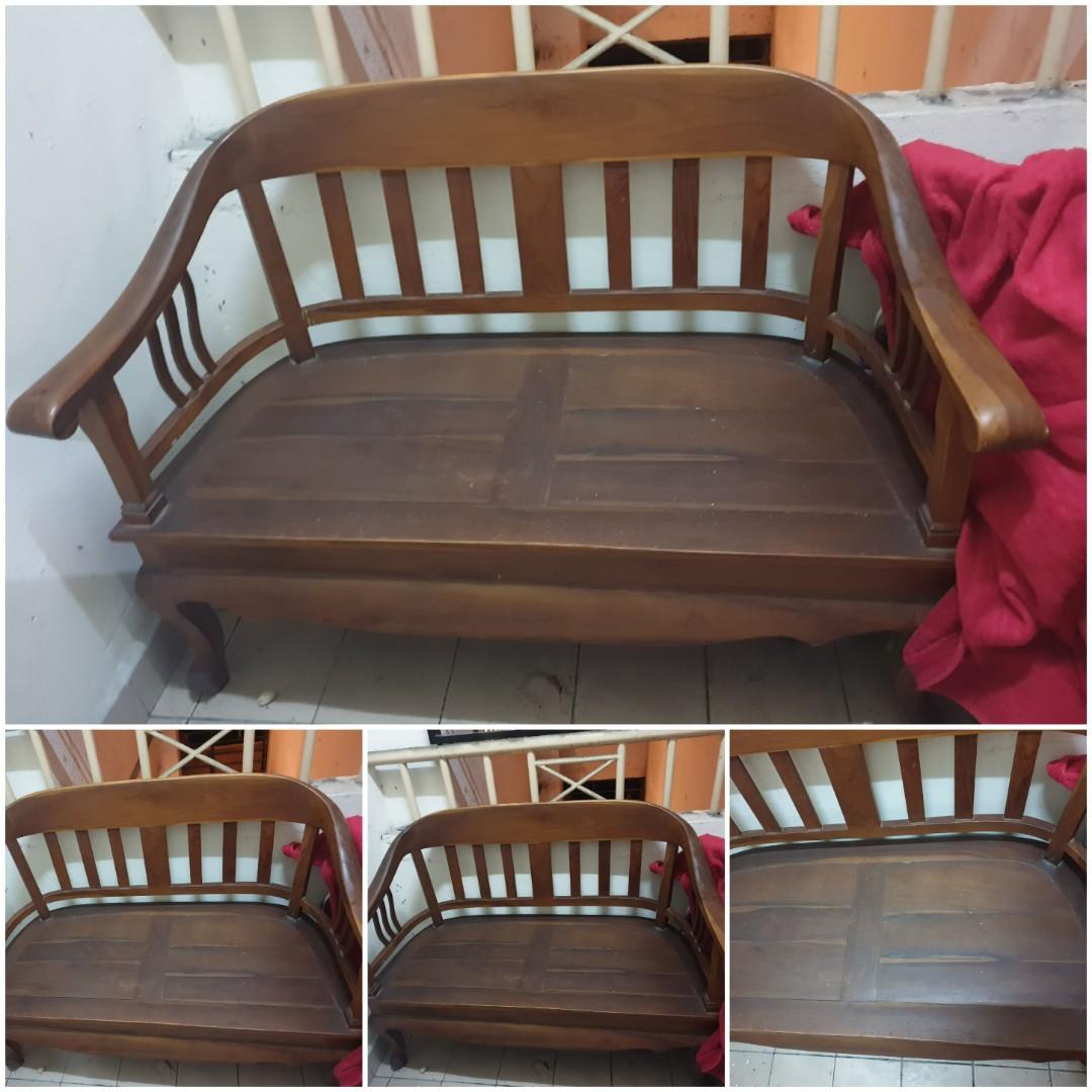Set Lengkap Kerusi Kayu Jati, Furniture & Home Living, Furniture, Sofas ...