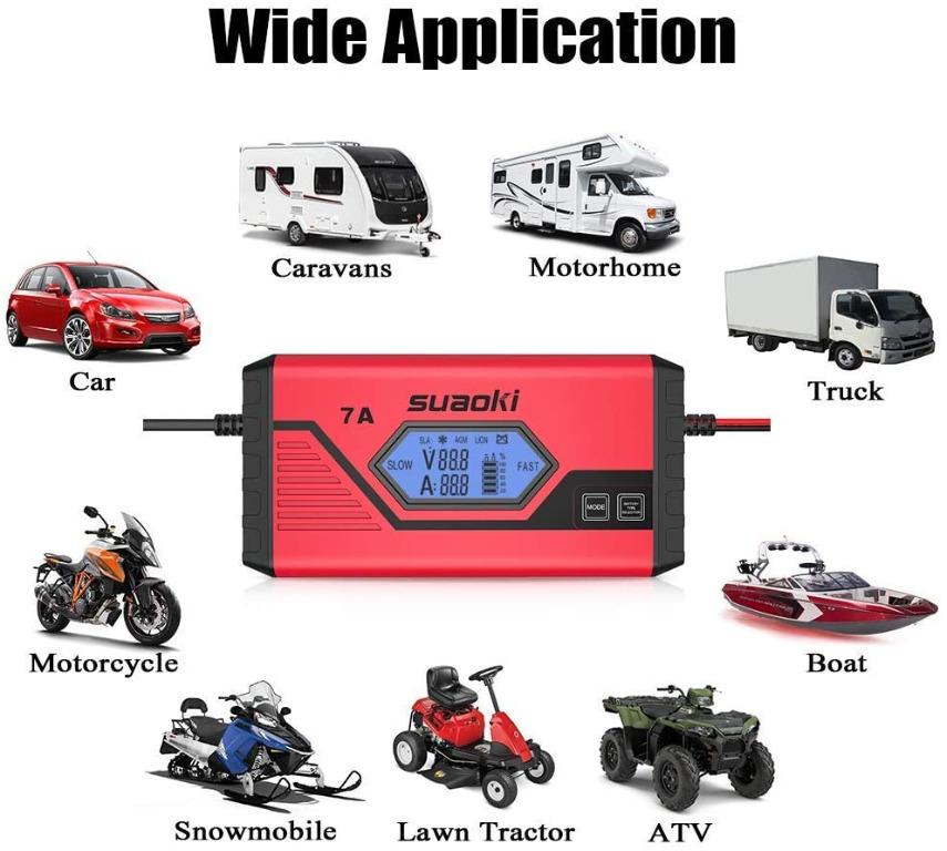 SUAOKI ICS7+ 12V Battery Charger/Maintainer (7A Fast / 3.5A Slow) Fully ...