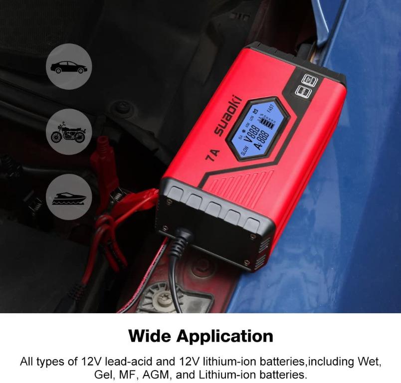 SUAOKI ICS7+ 12V Battery Charger/Maintainer (7A Fast / 3.5A Slow) Fully ...
