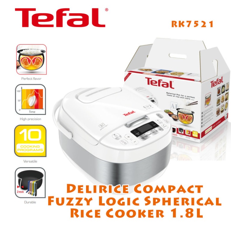 TEFAL RK7521 Delirice Fuzzy Logic Spherical Pot Rice Cooker 1.8L, TV ...