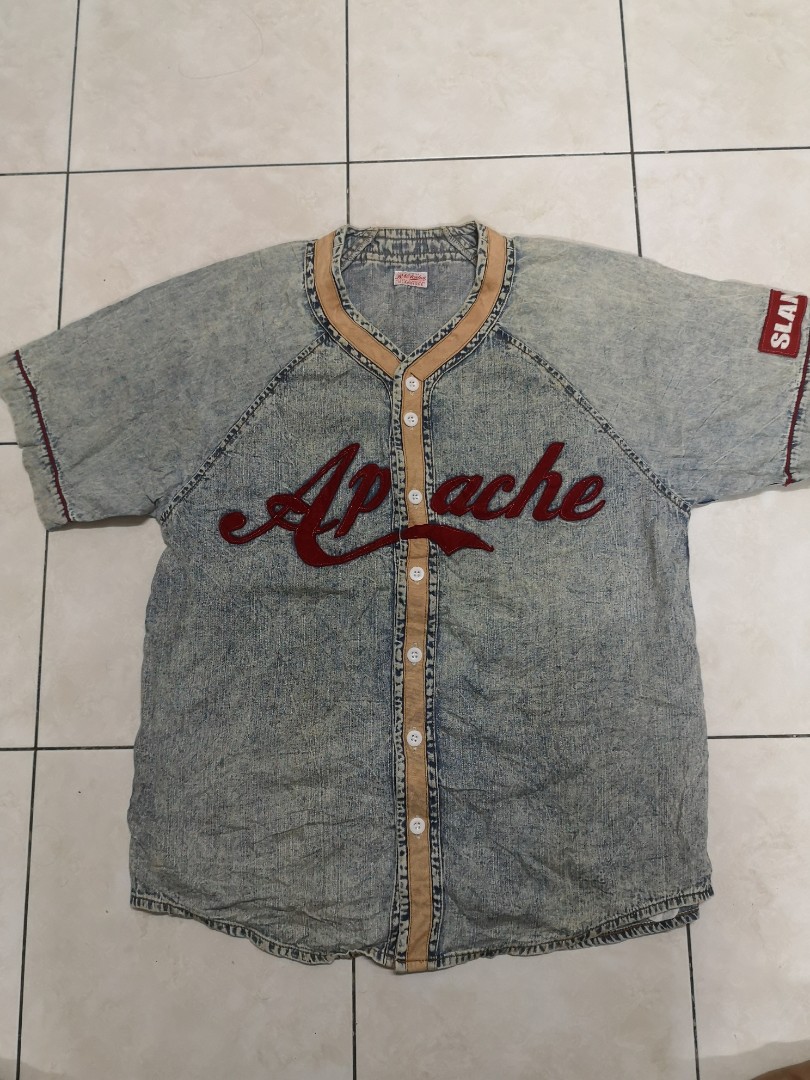 Apache Besboll style soft jeans shirt street wear, Men's Fashion, Tops ...