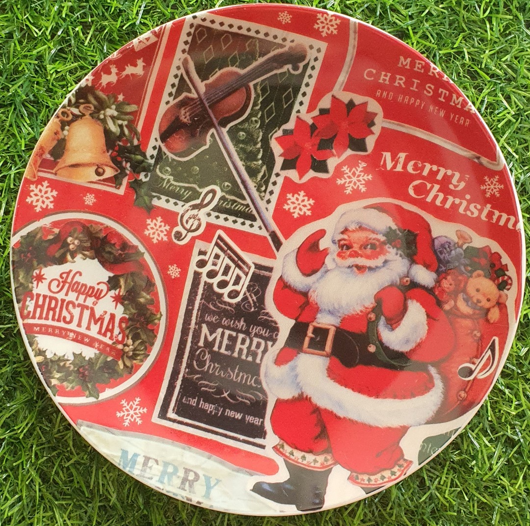 Vintage Christmas Plate (18cm), Furniture & Home Living, Kitchenware ...