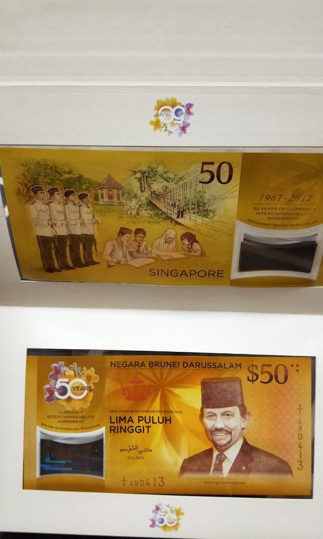 Commemorative notes 50yrs Brunei - Singapore, Hobbies & Toys ...