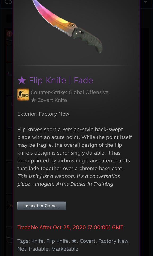 Flip Knife Fade FN, Video Gaming, Gaming Accessories, Game Gift Cards ...