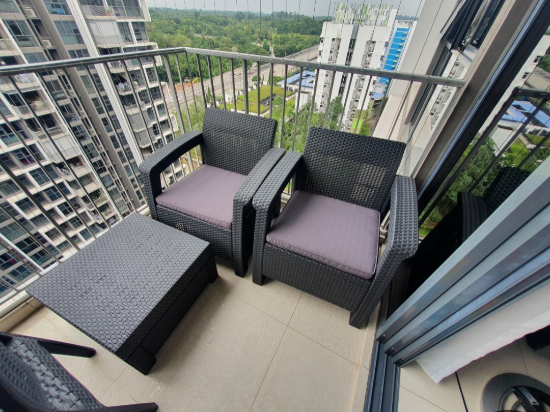 Keter Corfu outdoor balcony set in grey, Furniture, Tables & Chairs on ...