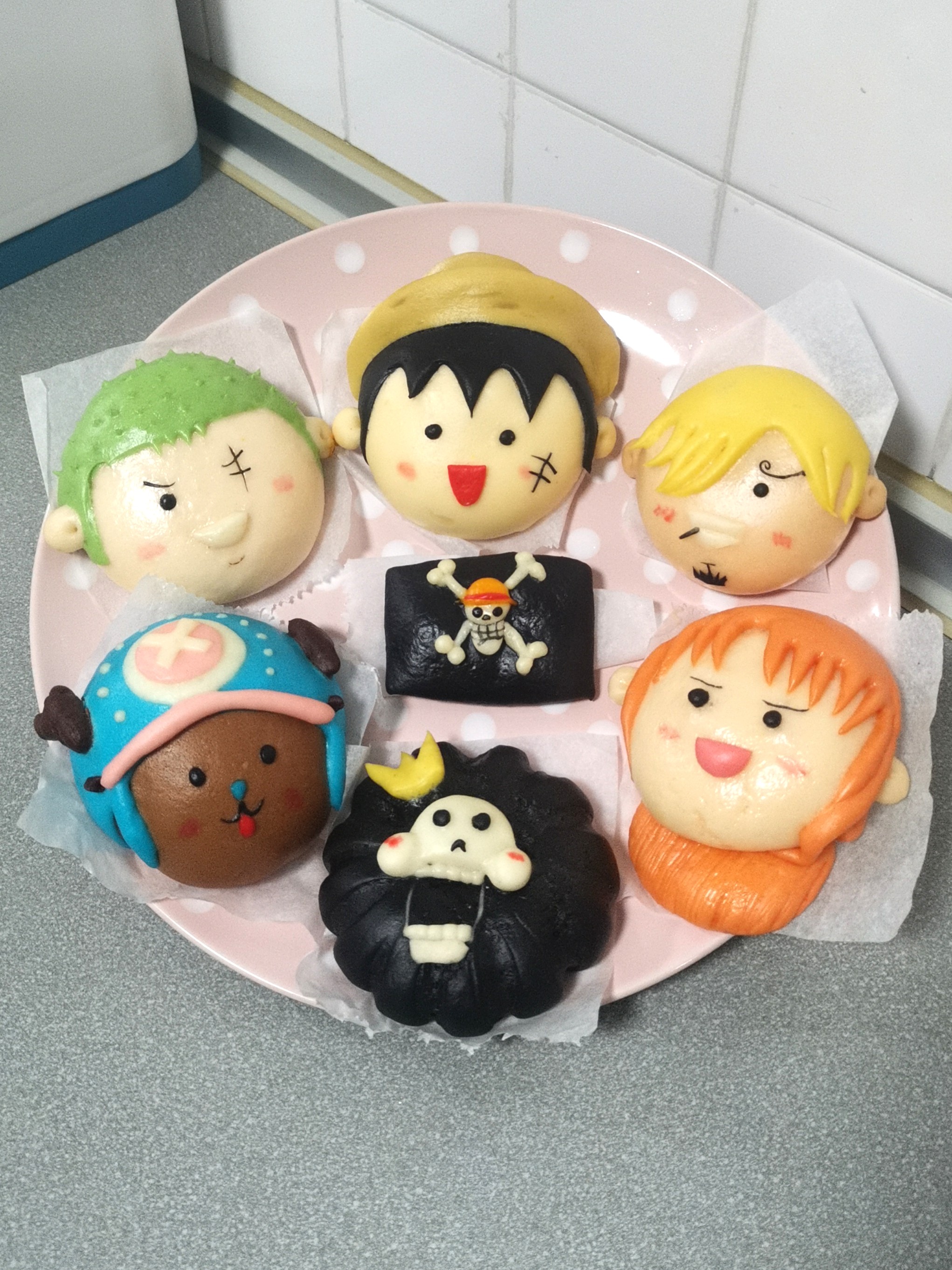One piece steam buns mantou character luffy sanji chopper nami brook ...
