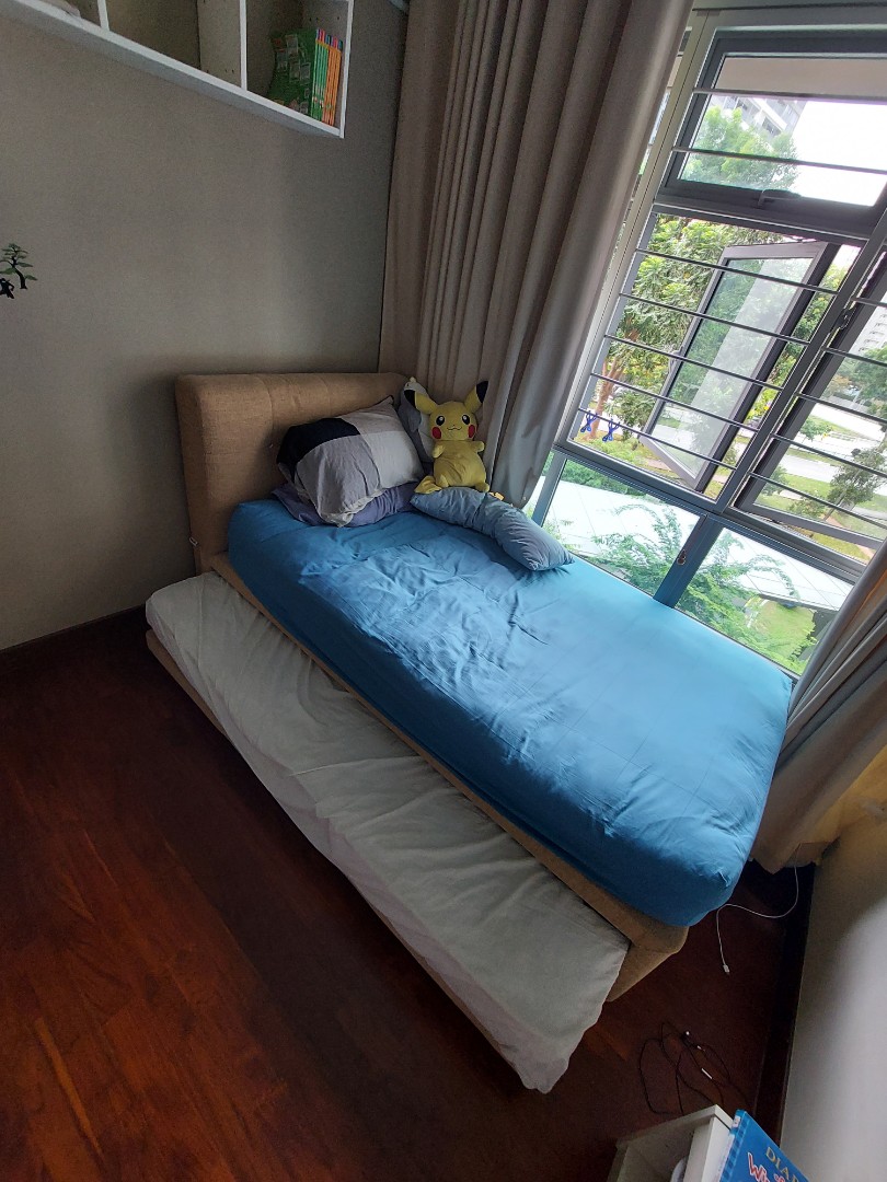 Super Single Bed with extra slide out, Furniture & Home Living ...