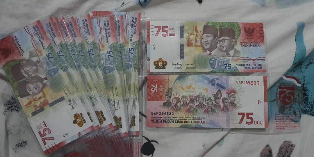 Uang 75 Ribu Edisi Kemerdekaan, Antik, Uang Lama di Carousell