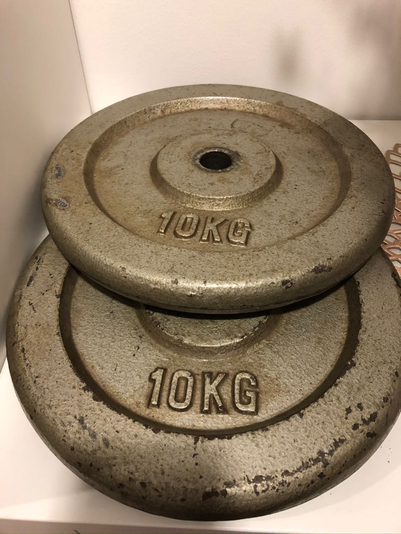 Used 2x10kg metal weight plates, Sports Equipment, Exercise & Fitness ...