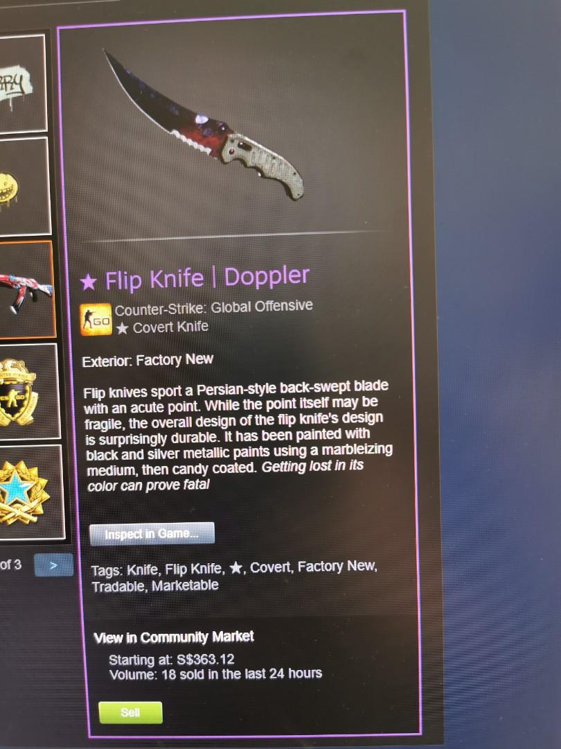 CSGO Flip Knife Doppler Phase 1, Video Gaming, Gaming Accessories, Game ...
