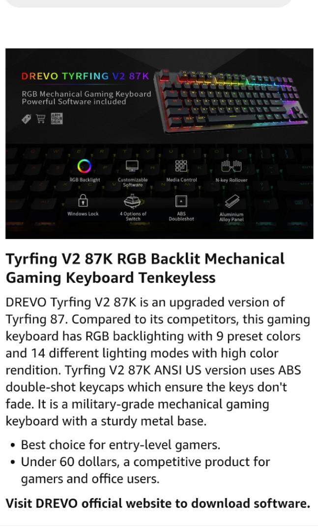 Gaming Keyboard DREVO TYRFING V2, Electronics, Computer Parts ...